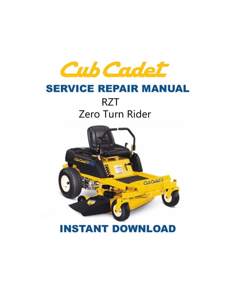 Cub Cadet RZT Zero Turn 17 Mower Service Manual | Repair Guide ...