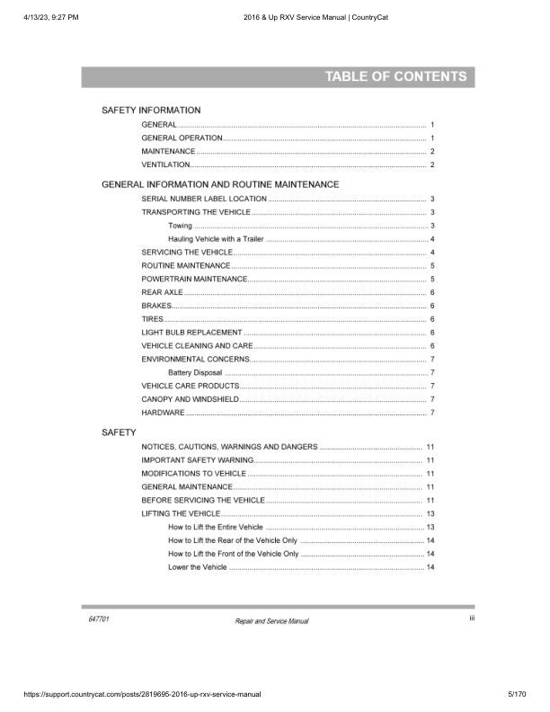 EZGO RXV Electric Service Manual | 2016-2020 48V Freedom Shuttle Golf ...