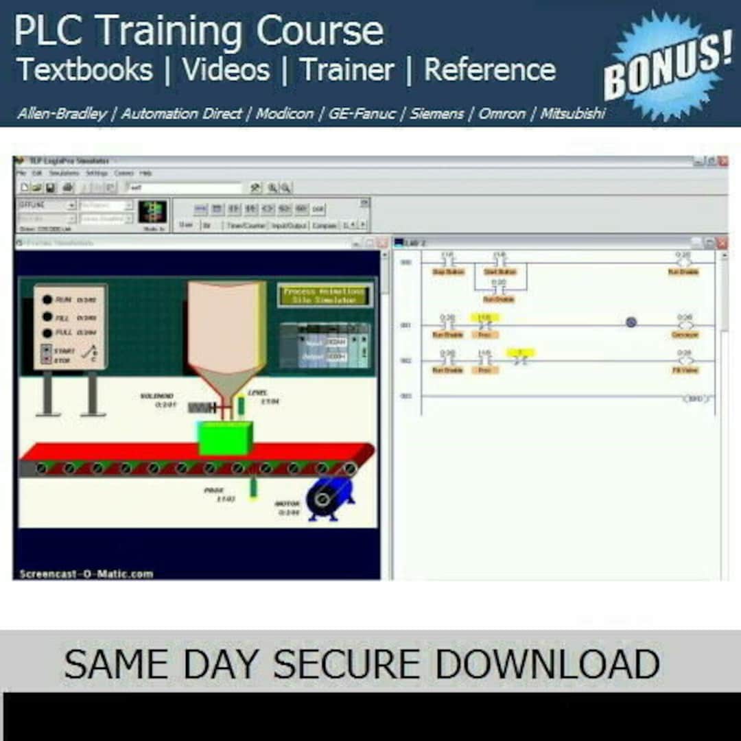 Allen Bradley PLC Training + TRAINER Simulator & Reference Manuals ...