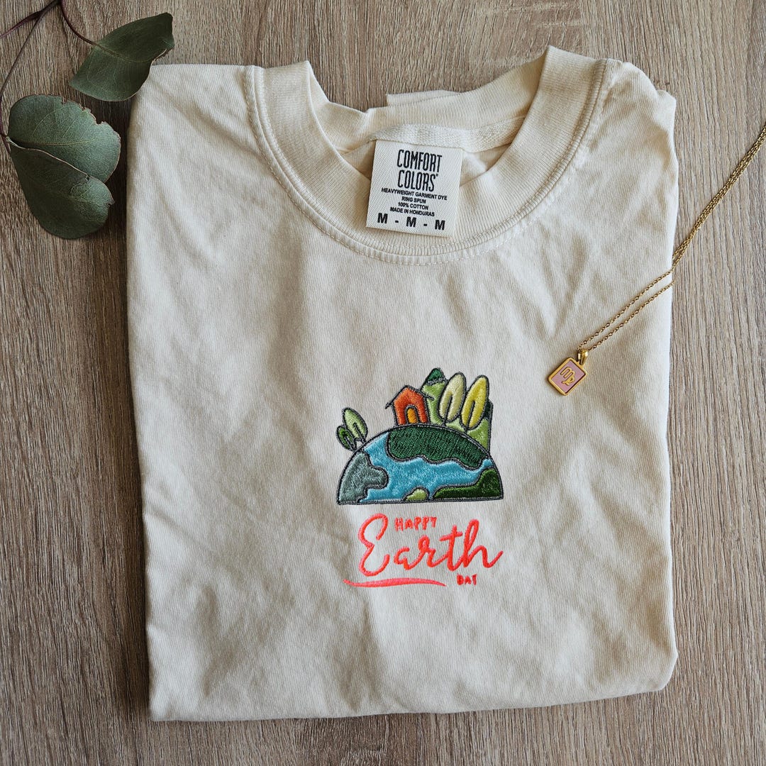 Earth Day Embroidery Shirt, Planet Earth T-shirt, Climate Change Tee ...
