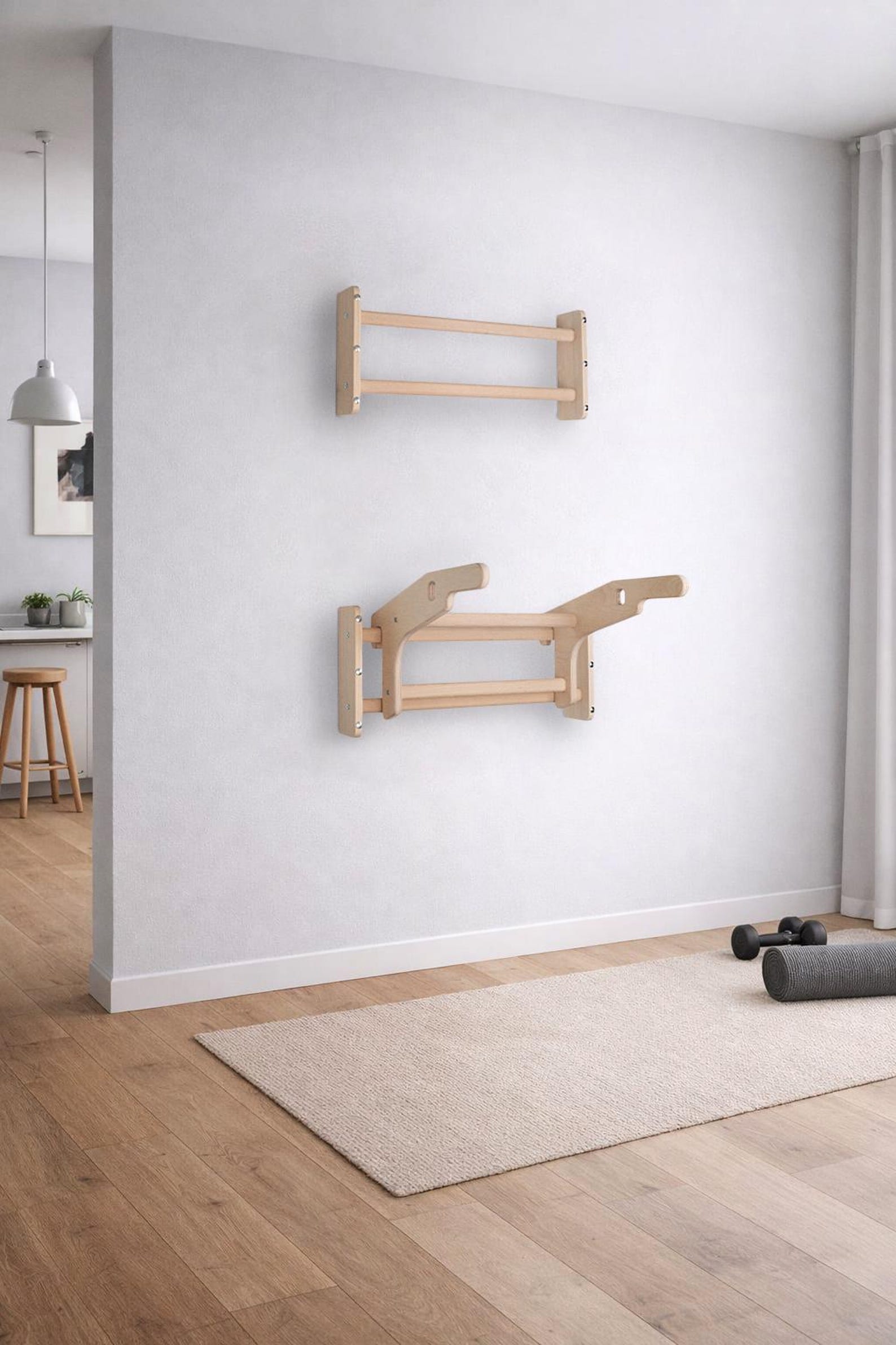 Mini Training Ladder With Pull-up Bar and Dip Station: Solid Wood ...