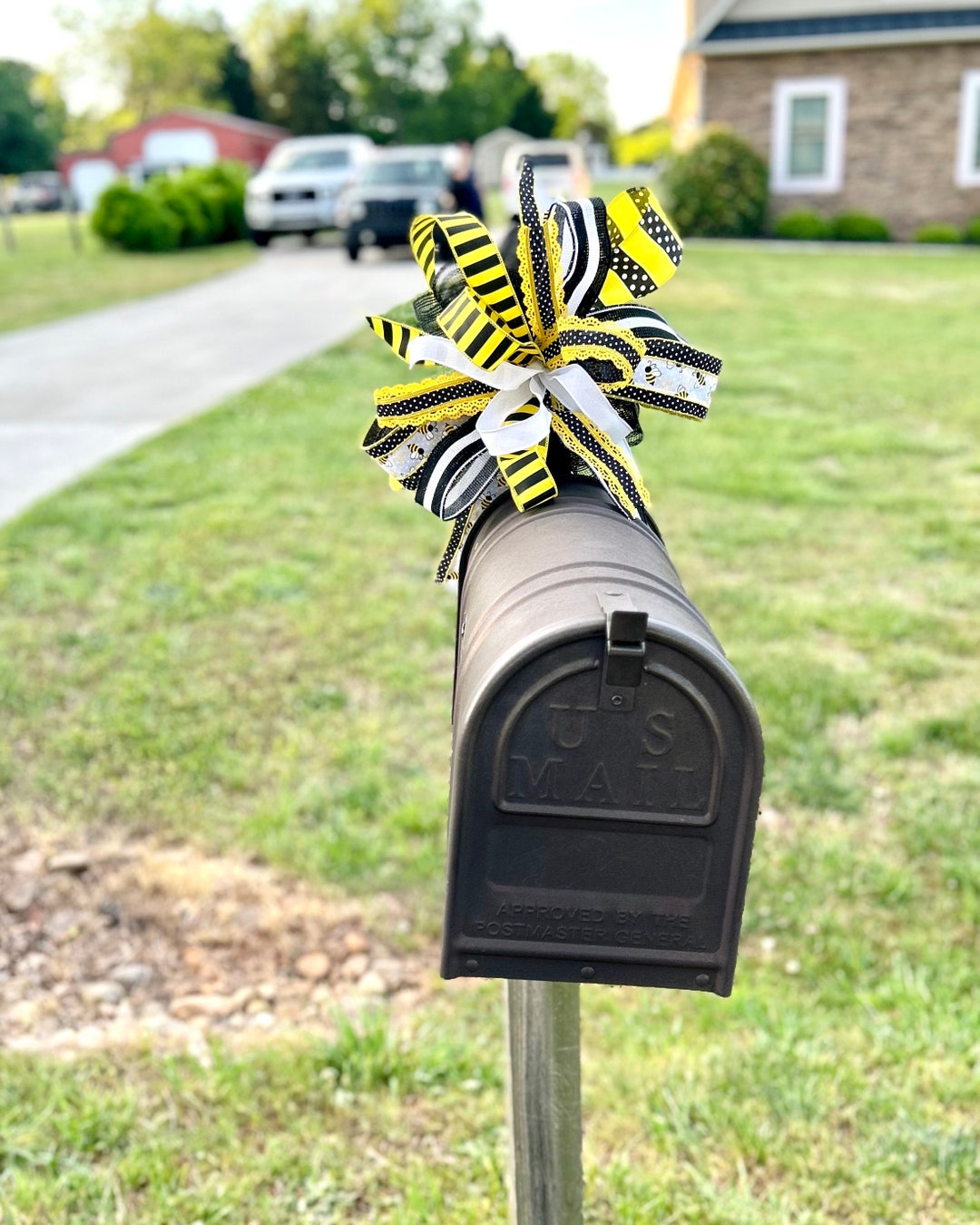 Mailbox Bow Bumble Bee Decor Summer Bee Decor Bee Mailbox Bow ...