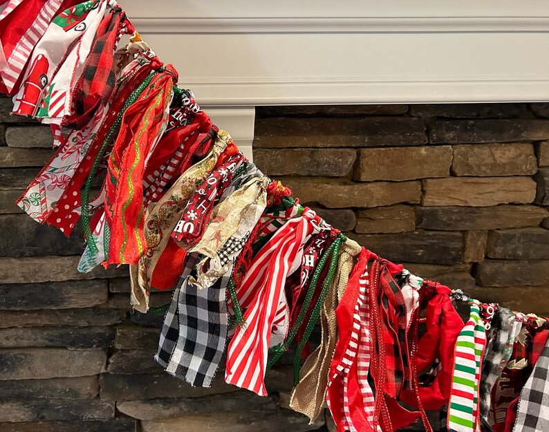 Christmas Ribbon Garland Farmhouse Christmas Garland Christmas Garland ...