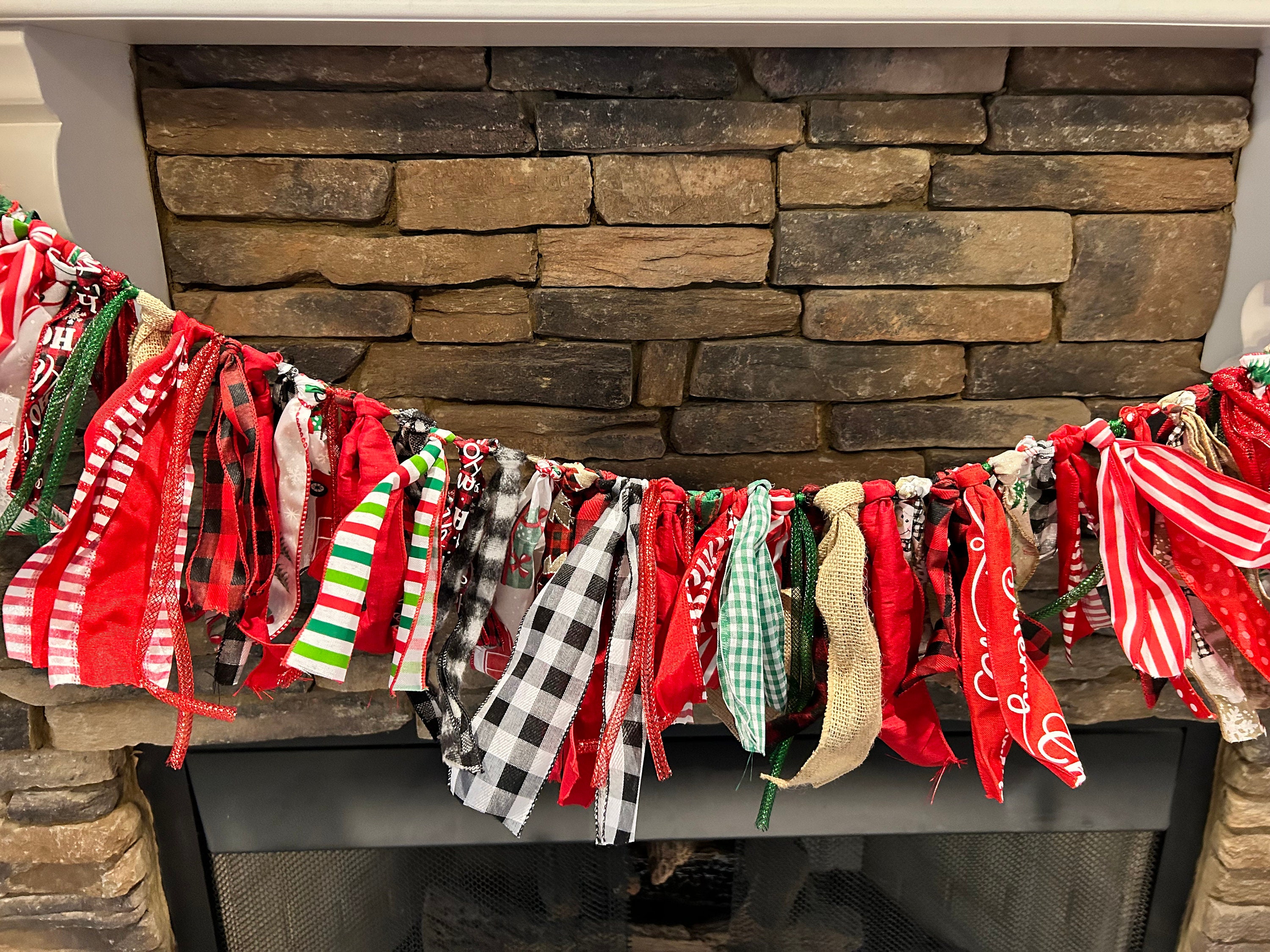 Christmas Ribbon Garland Farmhouse Christmas Garland Christmas Garland ...