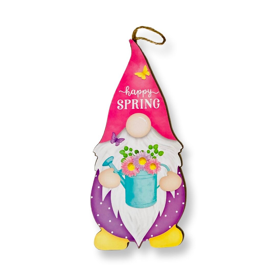 Spring Gnome Sign Spring Gnome Wreath Sign Happy Spring Gnome Sign ...