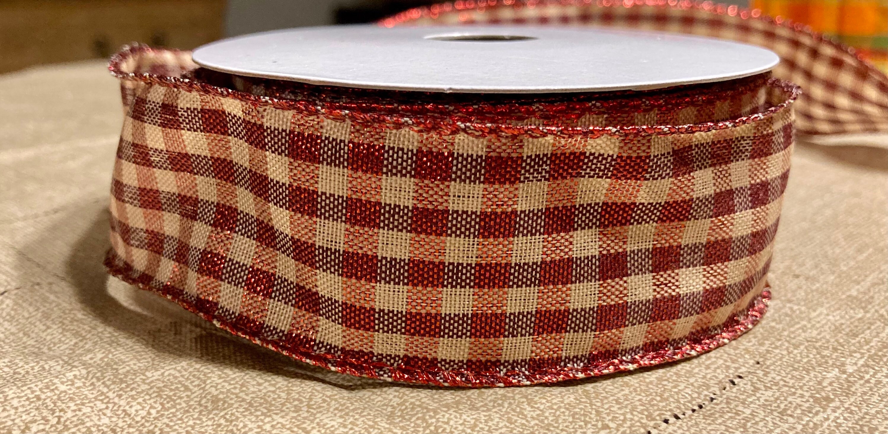 Burgundy Plaid Ribbon Fall Ribbon Bow Ribbon Plaid Ribbon Ribbon by the ...