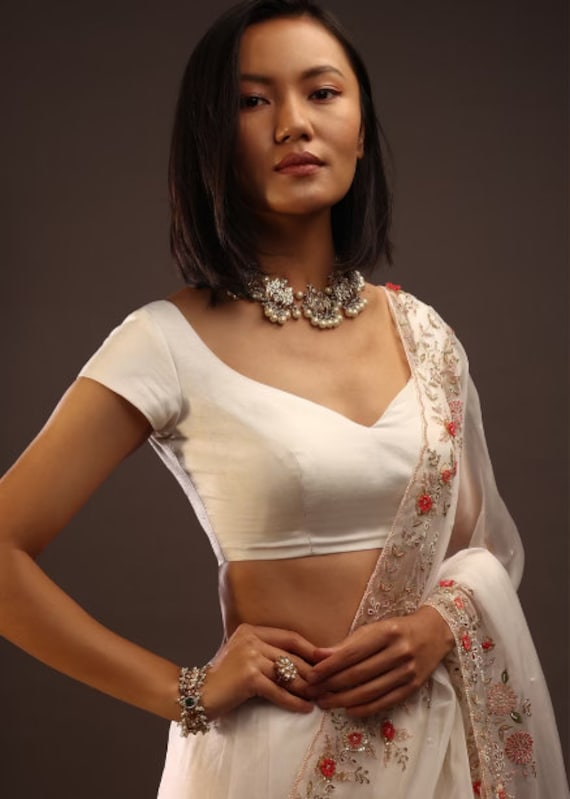White Premium Silk Sweetheart Neck Cap Sleeve Blouse With Handmade Tassels Partywear Sari Blouse Designer Saree Blouse Choli for Lehenga Etsy