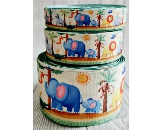 1 Metre Safari Animal Ribbon Elephant Lion 25mm 38mm - Etsy