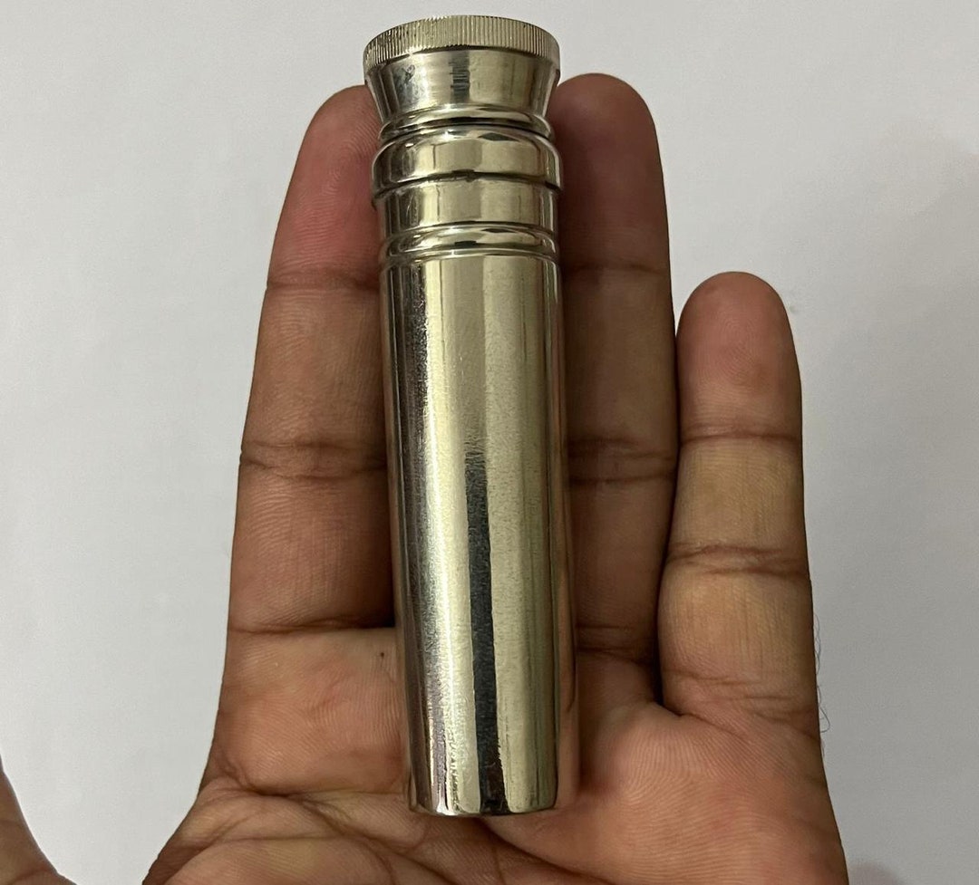 Victorian Style Miniature Brass Nickel Plated Gun Powder Big Round ...