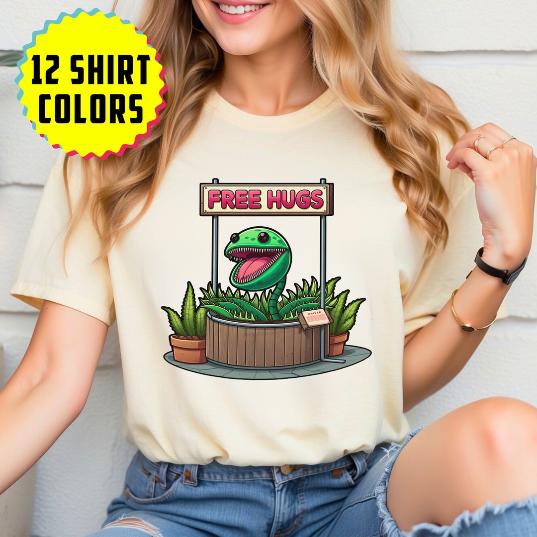 Venus Flytrap FREE HUGS T-shirt | Funny Carnivorous Plant Tee Shirt, Cool Tshirt for School ...