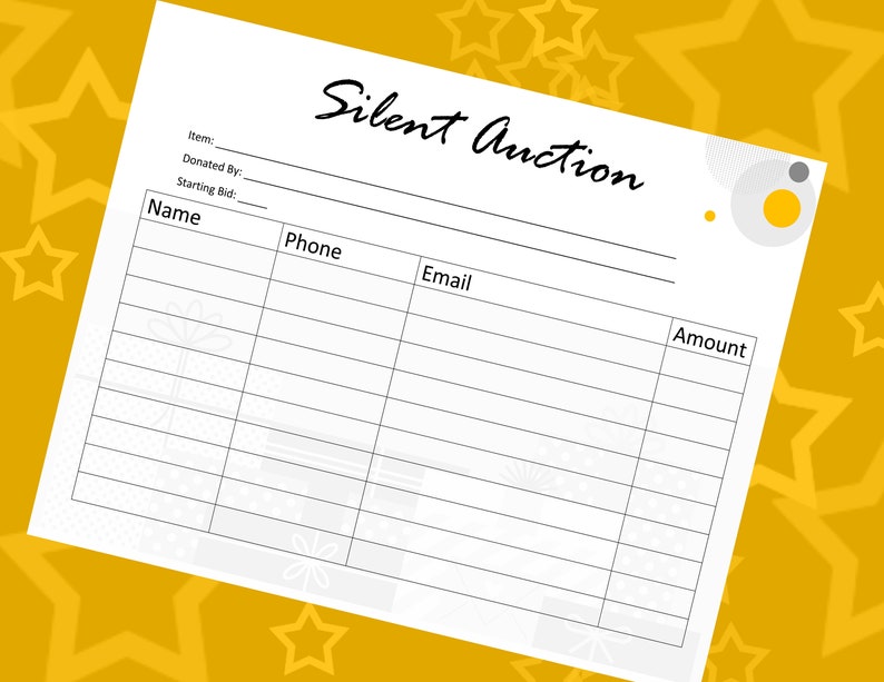 Silent Auction - Digital File - Etsy