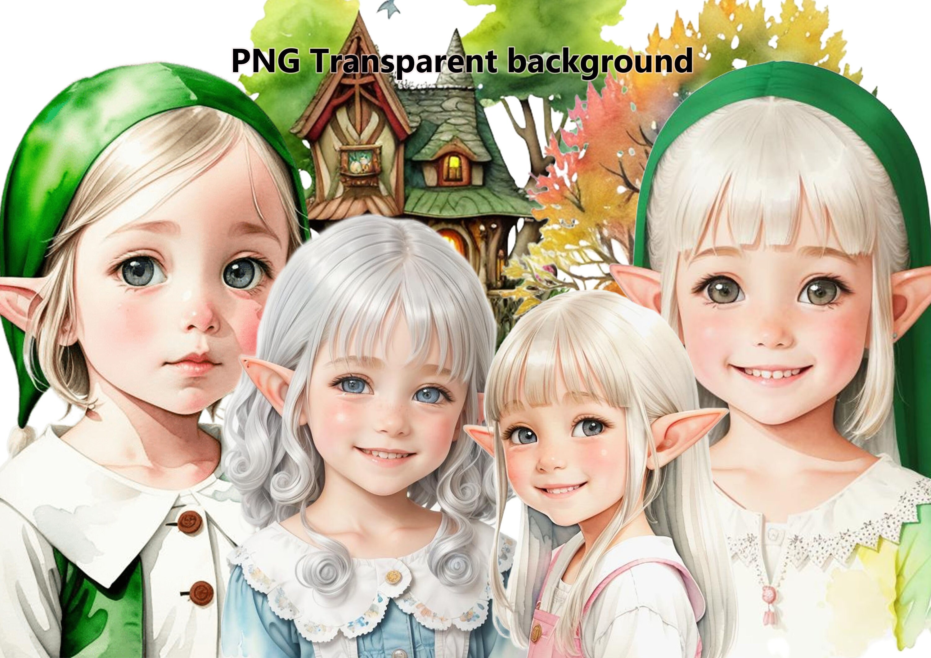 Elfos PNG Fondo transparente 24 archivos Imágenes digitales - Etsy México