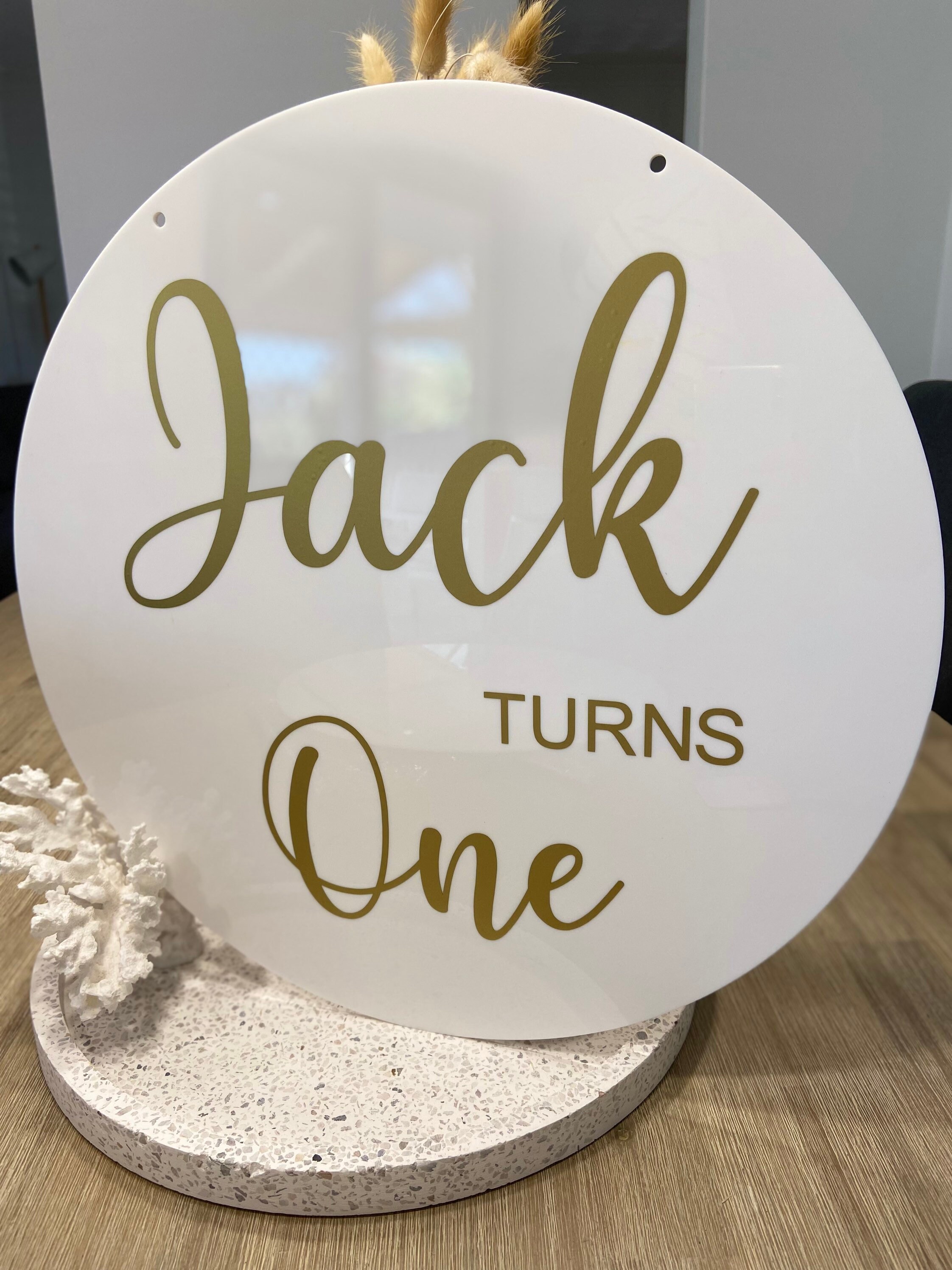 First Birthday Personalised Sign | Acrylic Circle Sign | Birthday ...