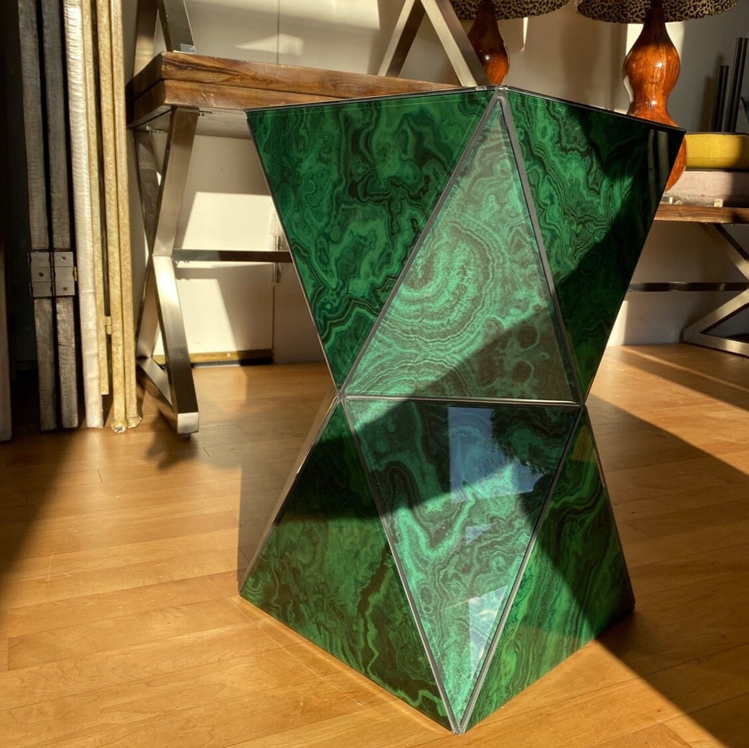 Geometric Tempered Glass End Table Accent Side Table - Etsy