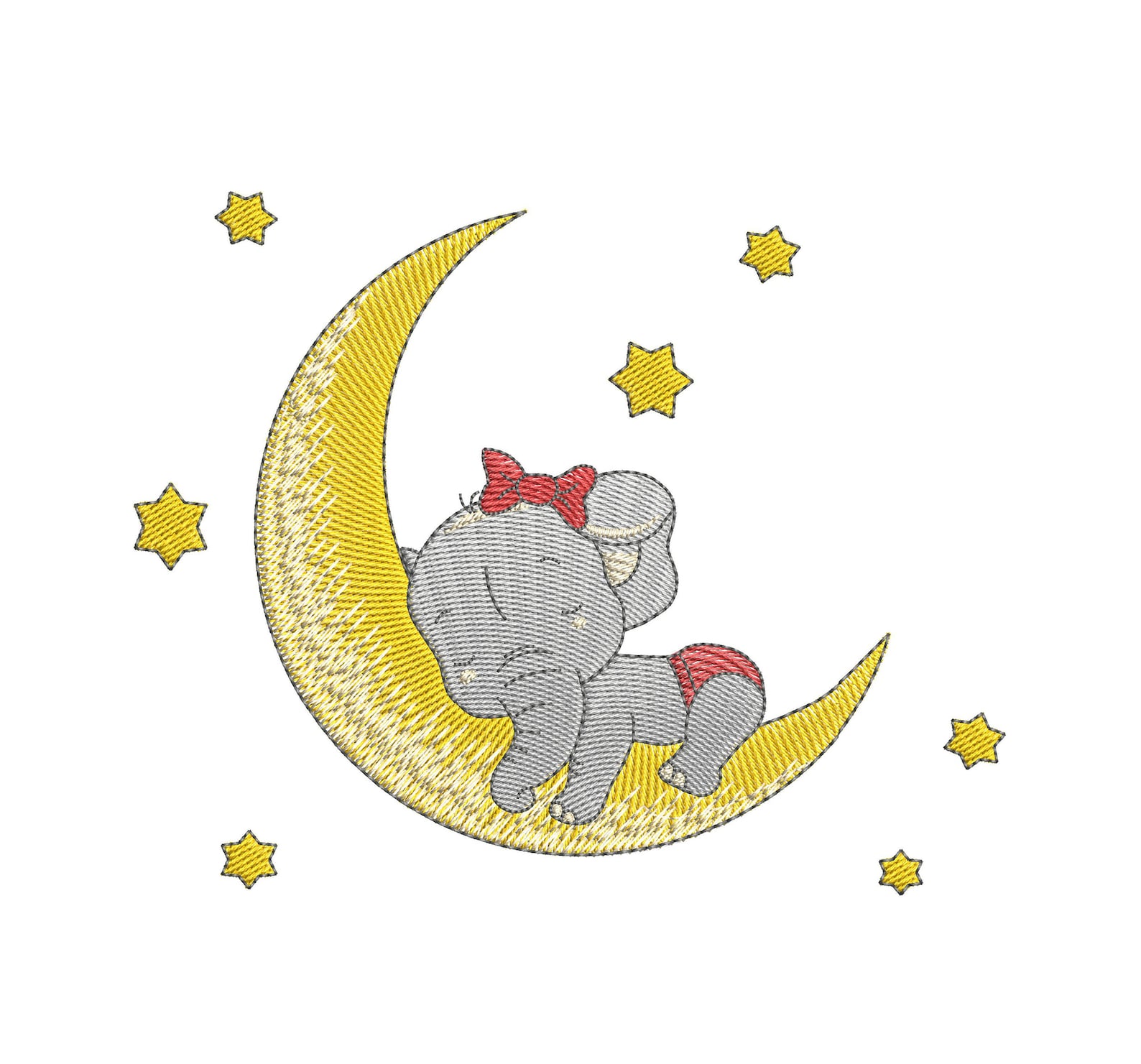 Baby Girl Elephant Sleeping on the Moon Digital Design - Etsy