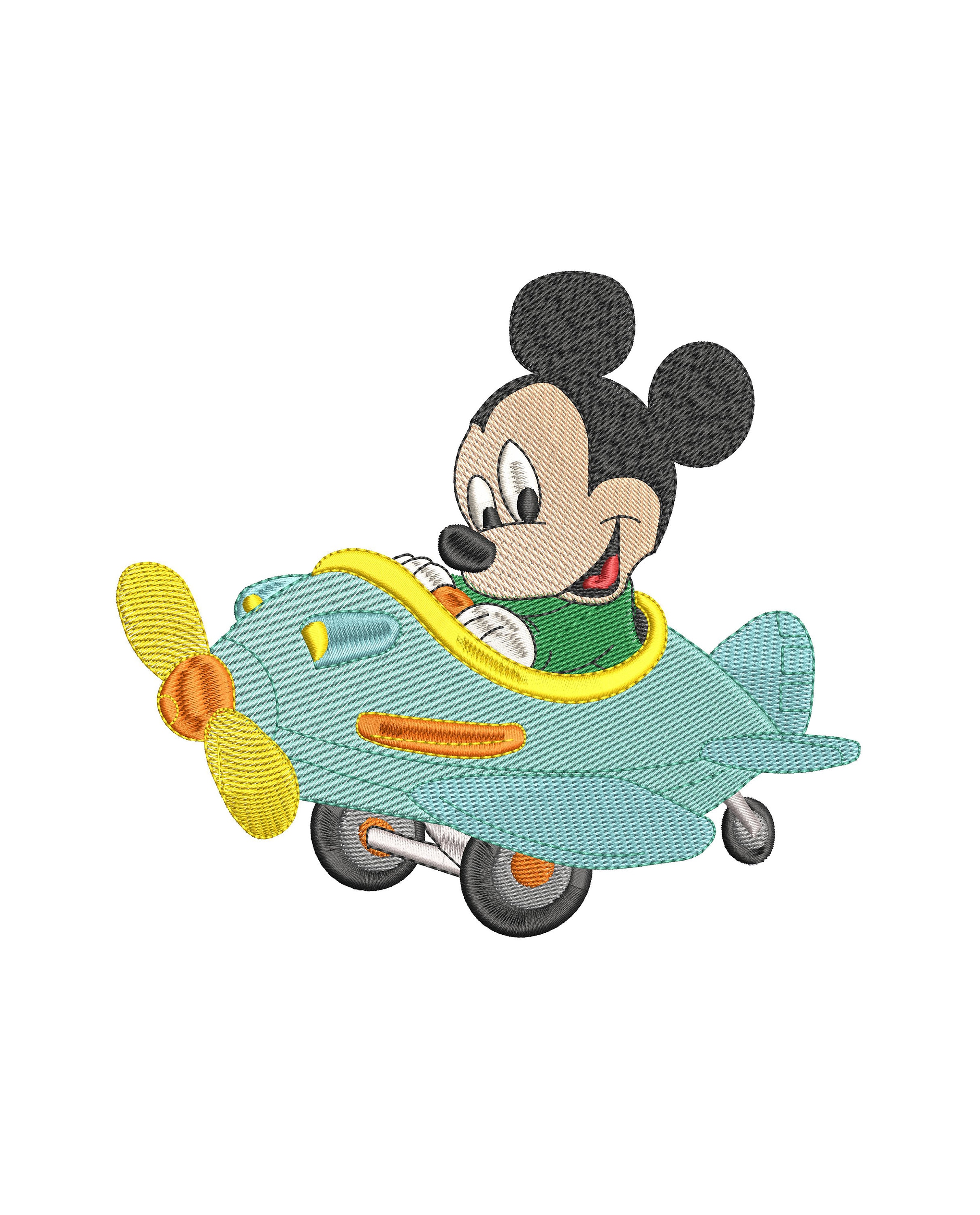 Mickey Mouse With Plane - Embroidery Digital Design - Etsy UK