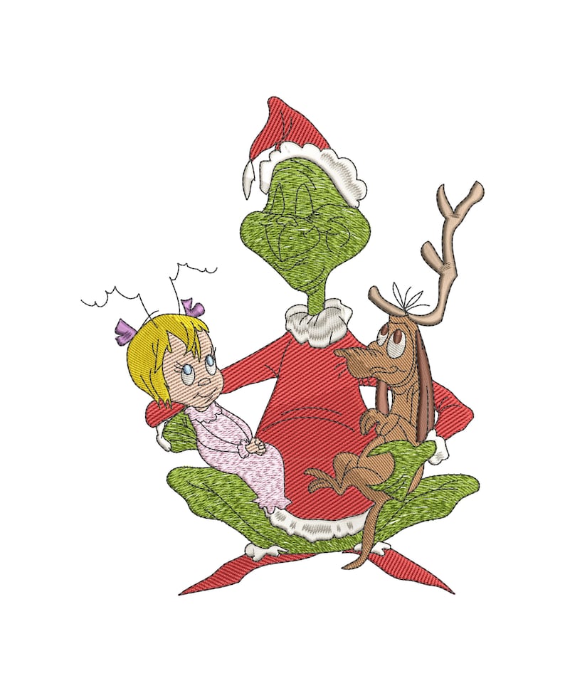 Grinch With Cindy-lou Who and Max Embroidery Digital Design - Etsy Canada