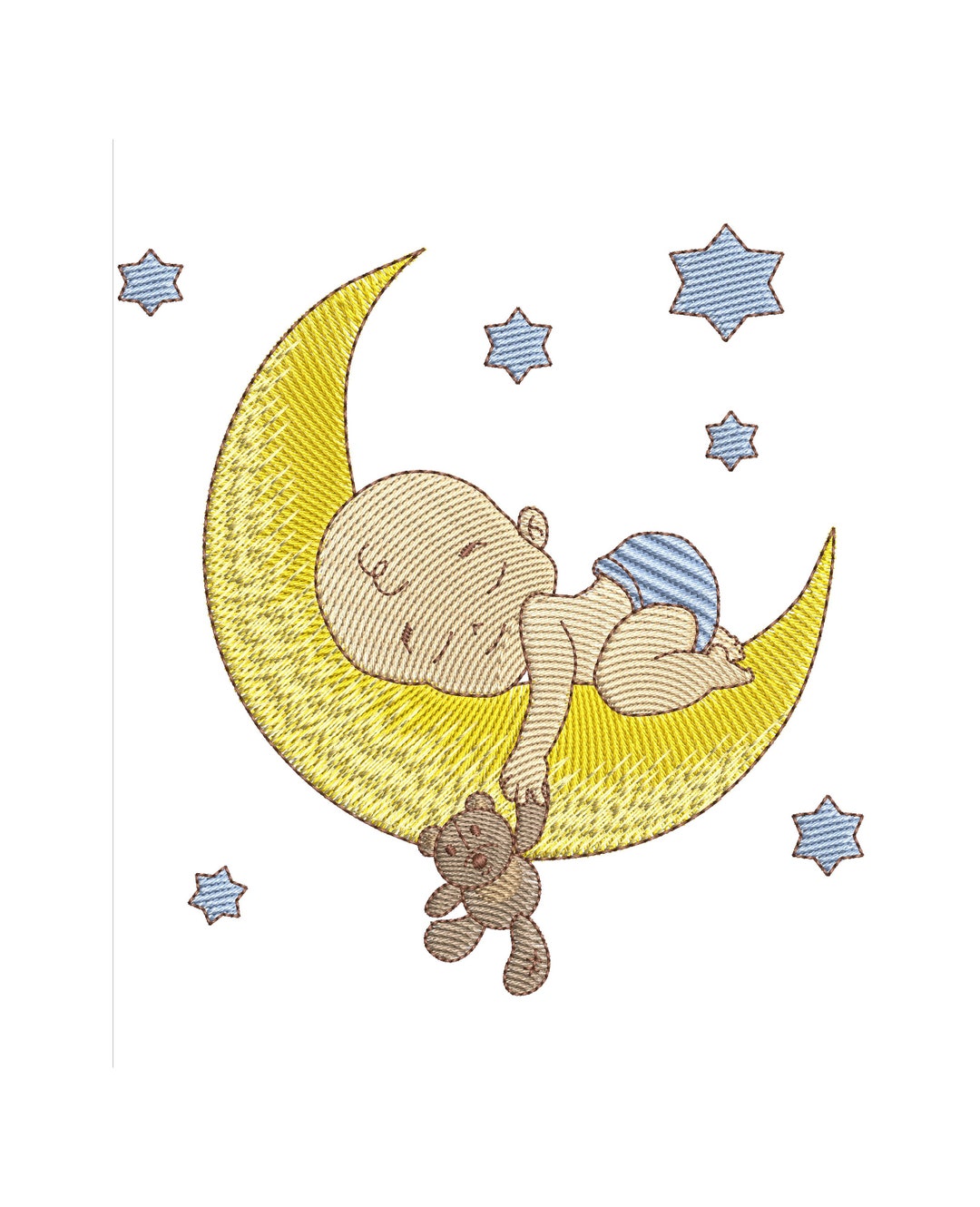 Baby Boy Sleeping on the Moon - Digital Design - Etsy