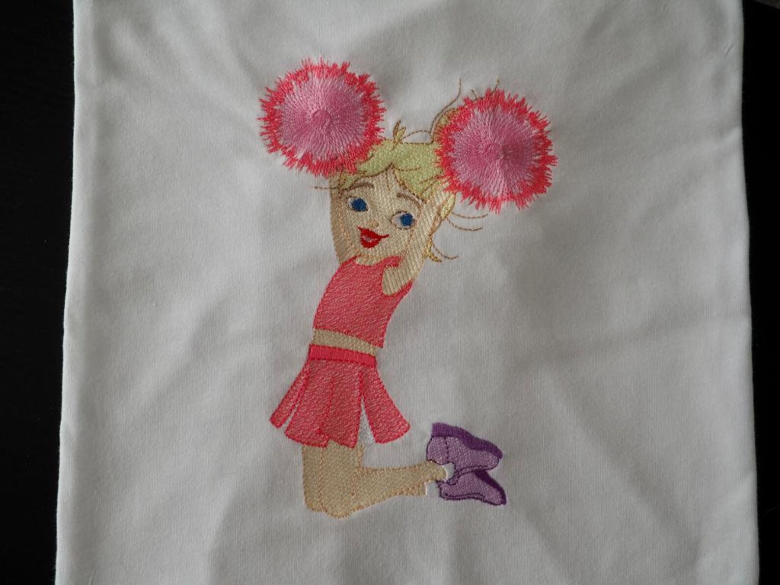 Cheerleader Embroidery Digital Design | Etsy