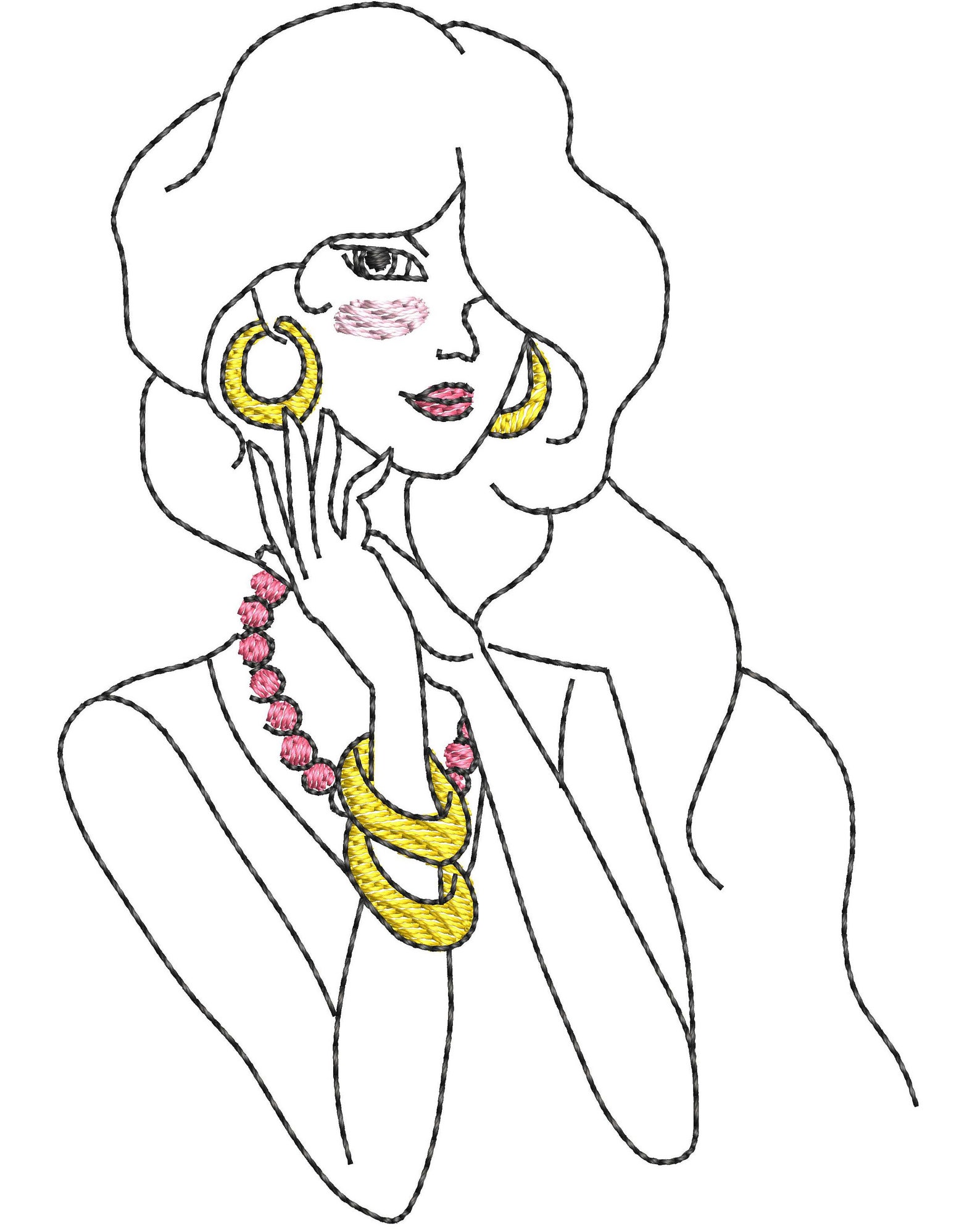 Woman Silhouette Embroidery Digital Design | Etsy