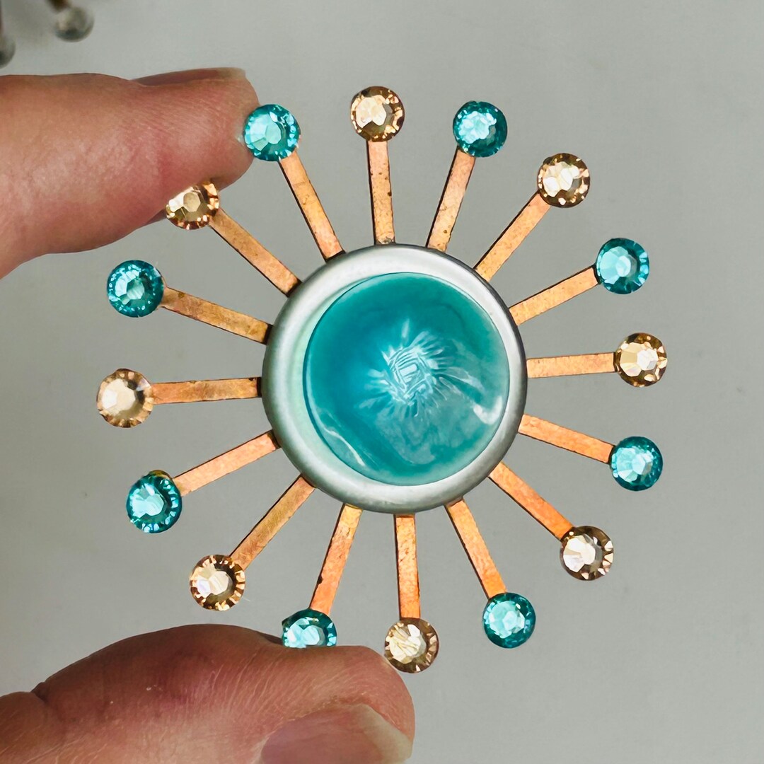 Upcycled Atomic Starburst Refrigerator Magnet Buttons Rhinestones - Etsy