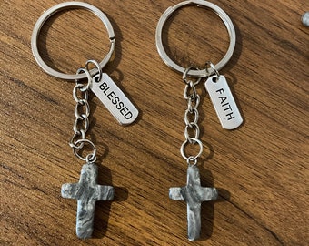 Custom Engraved Faith Keychain Custom Cross Keyring - Etsy