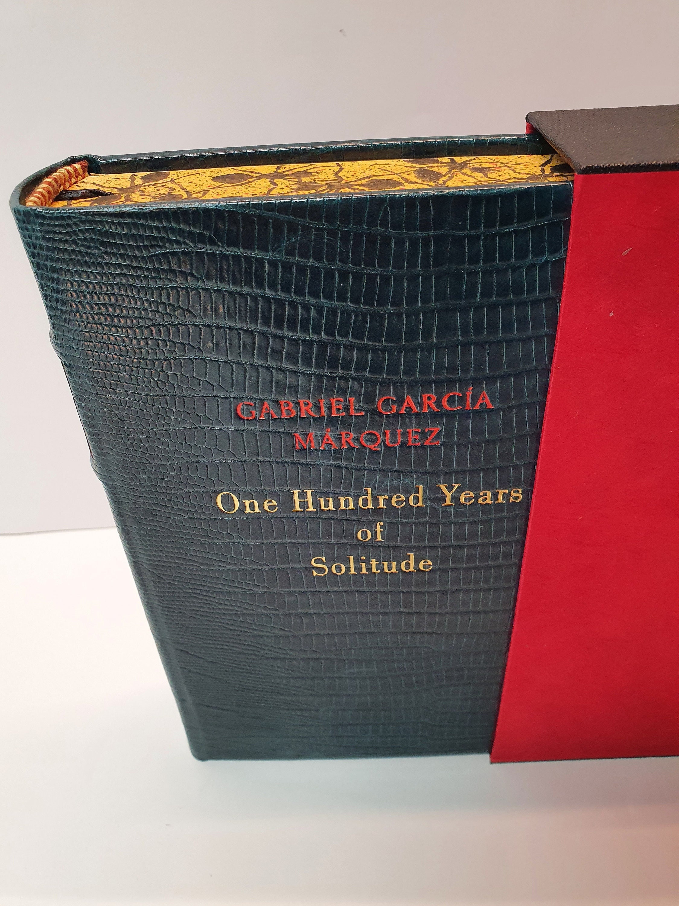Gabriel Garcia Marquez, One Hundred Years of Solitude Leather Binding With Painted Book Sides ...