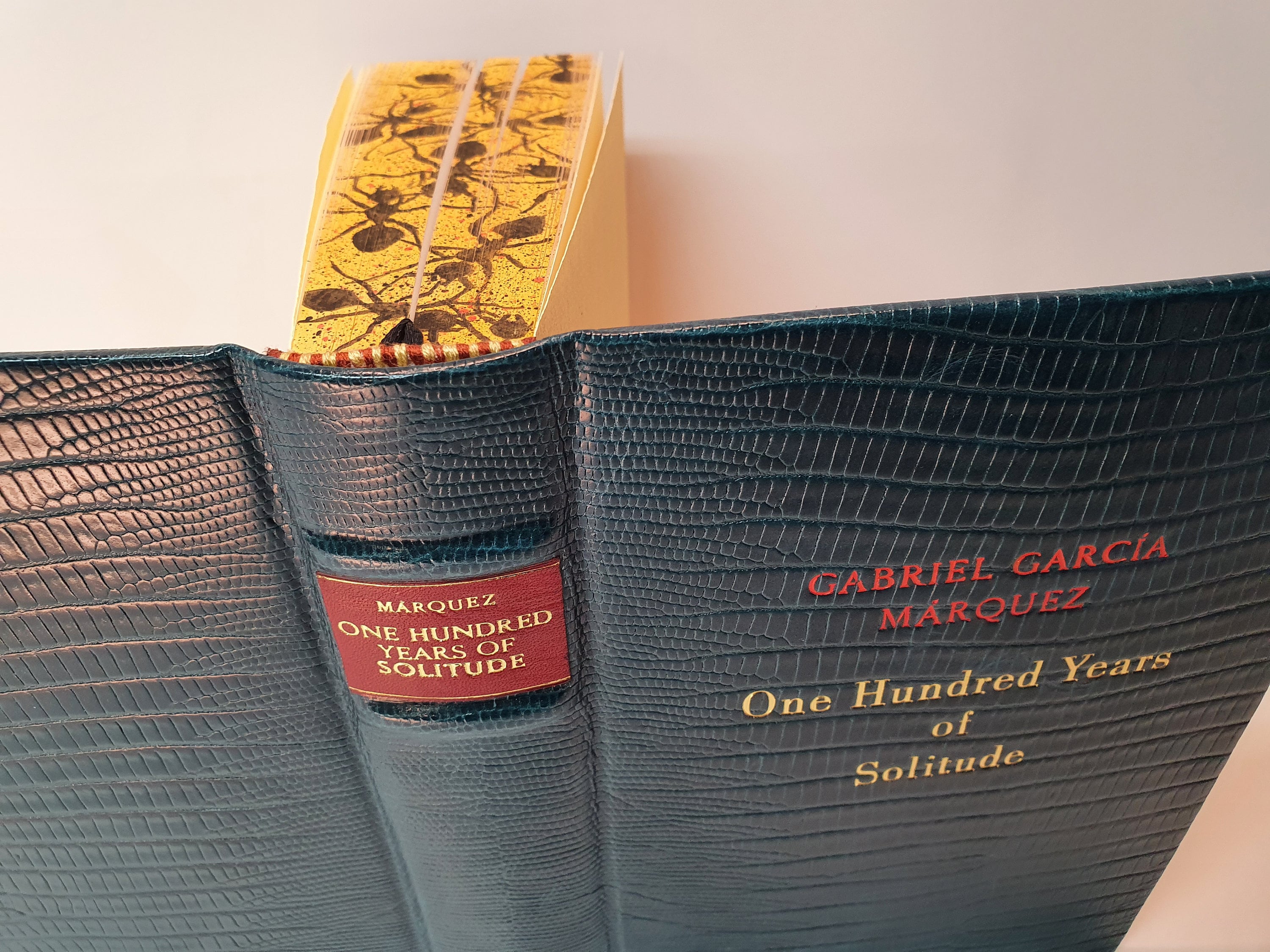 Gabriel Garcia Marquez, One Hundred Years of Solitude Leather Binding With Painted Book Sides ...