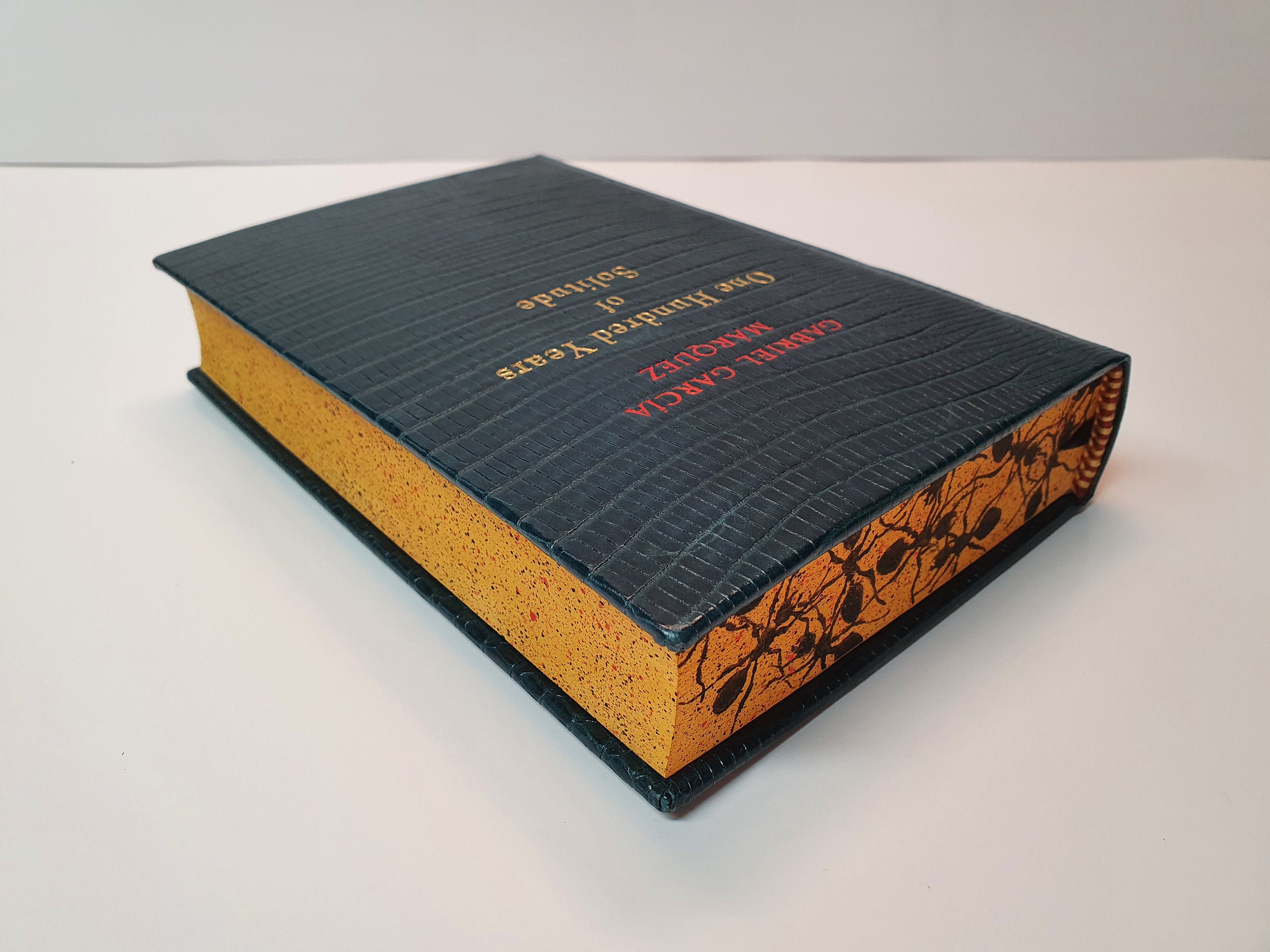 Gabriel Garcia Marquez, One Hundred Years of Solitude Leather Binding With Painted Book Sides ...