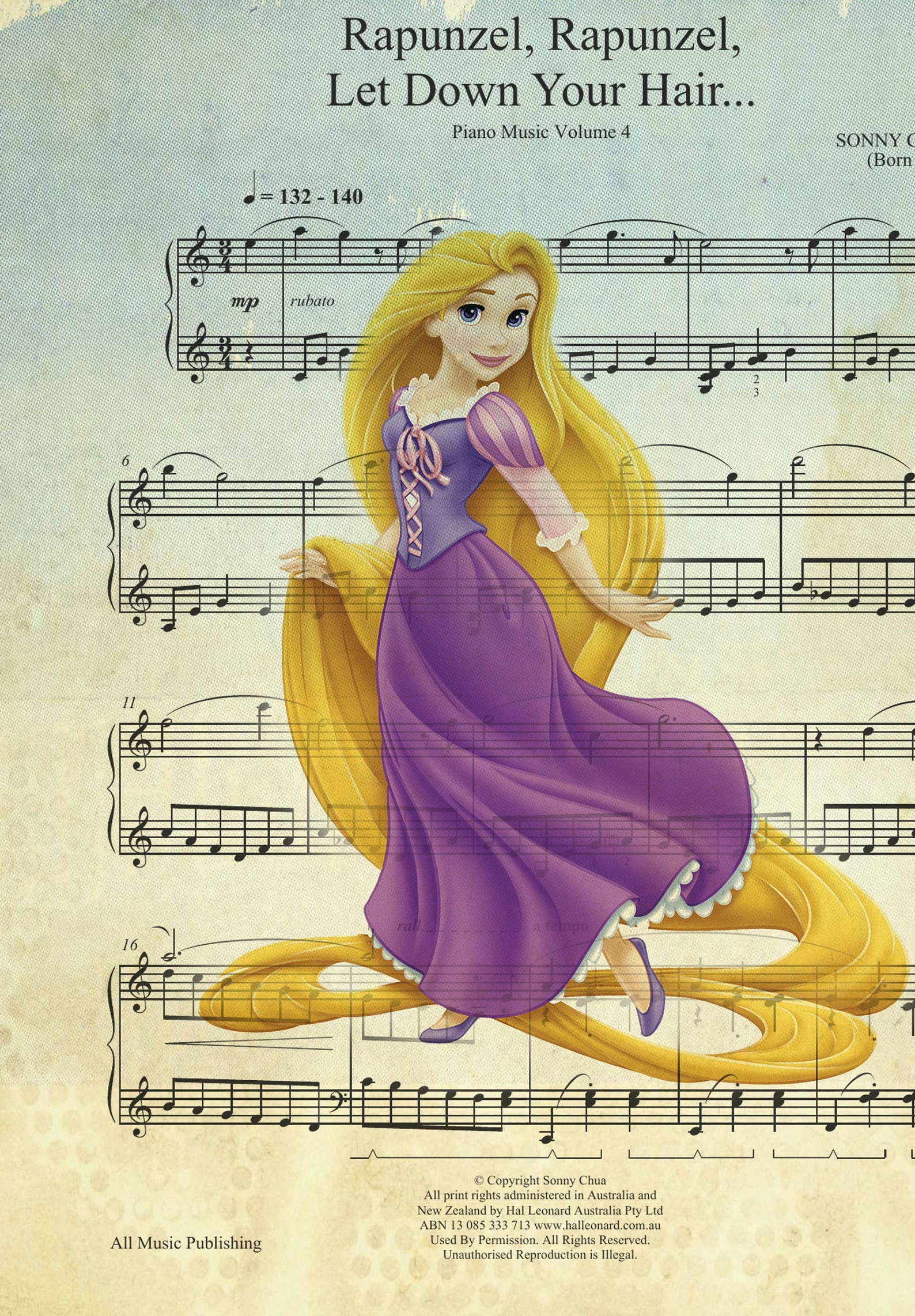 Rapunzel Sheet Music print rapunzel poster Disney character | Etsy