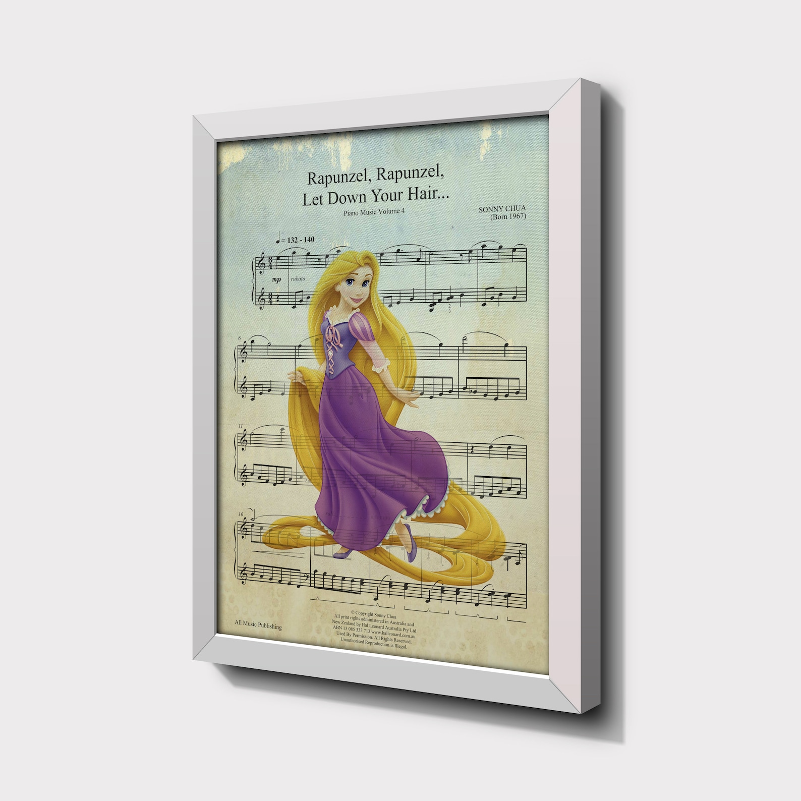 Rapunzel Sheet Music print rapunzel poster Disney character | Etsy