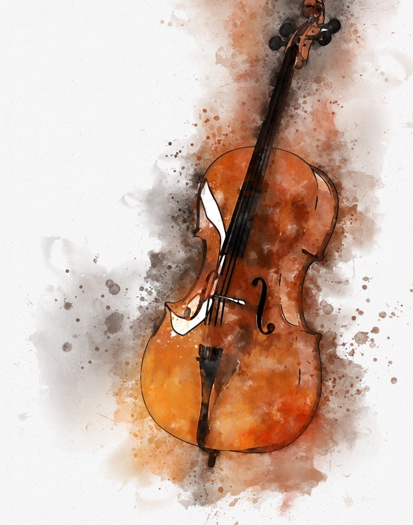 Cello fx watercolour print cello poster musical poster | Etsy