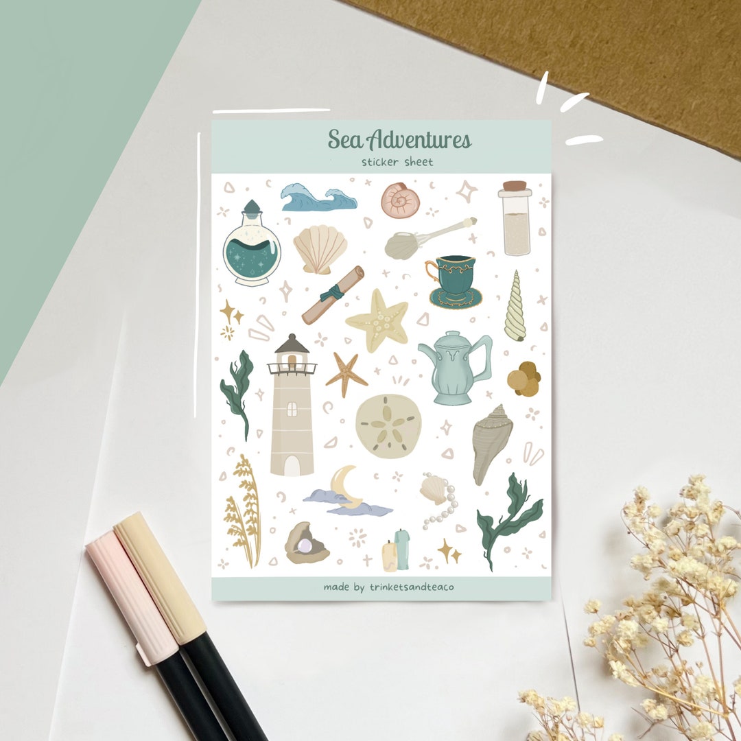 Sea Adventures Sticker Sheet Coastal Stickers, Sea Stickers, Nautical ...