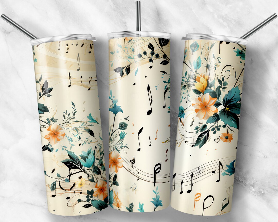 Musicians Seamless Pattern 20 Oz Skinny Tumbler Wrap for Sublimation ...