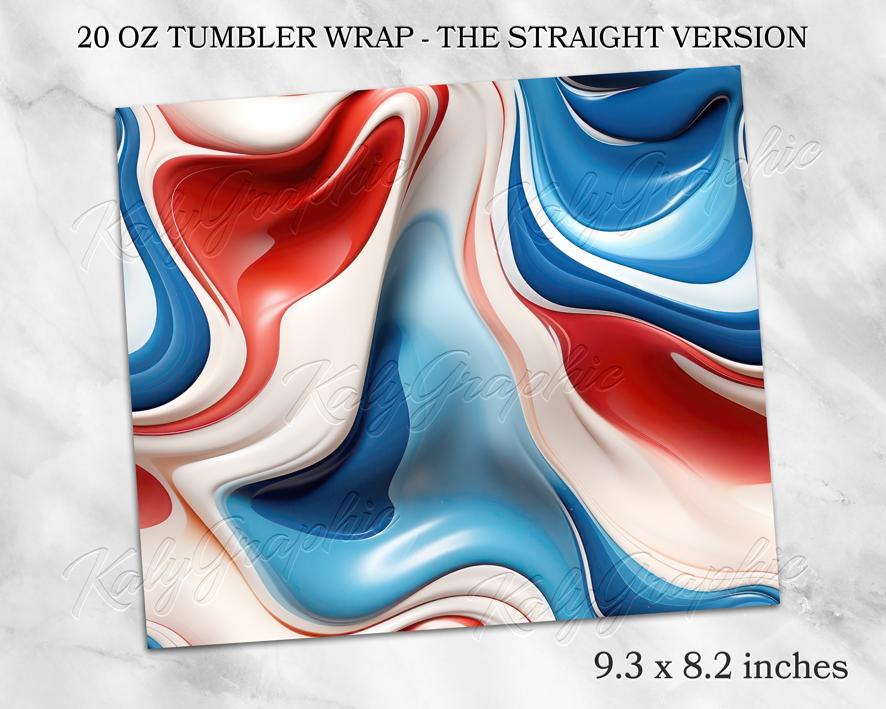 3D Abstract Design Red, White, Blue Seamless Pattern 20 Oz Skinny ...