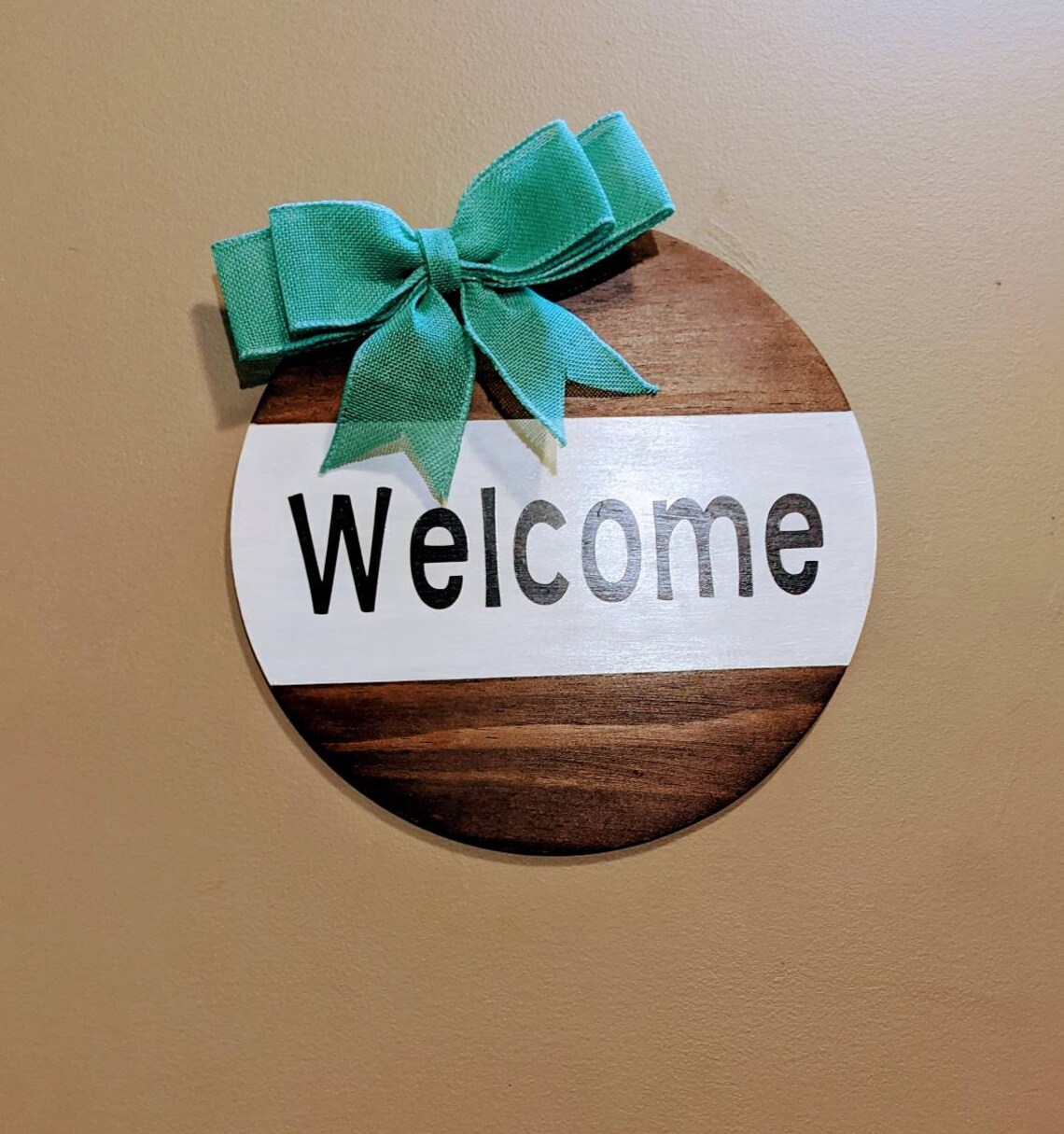 Welcome circle wood sign | Etsy