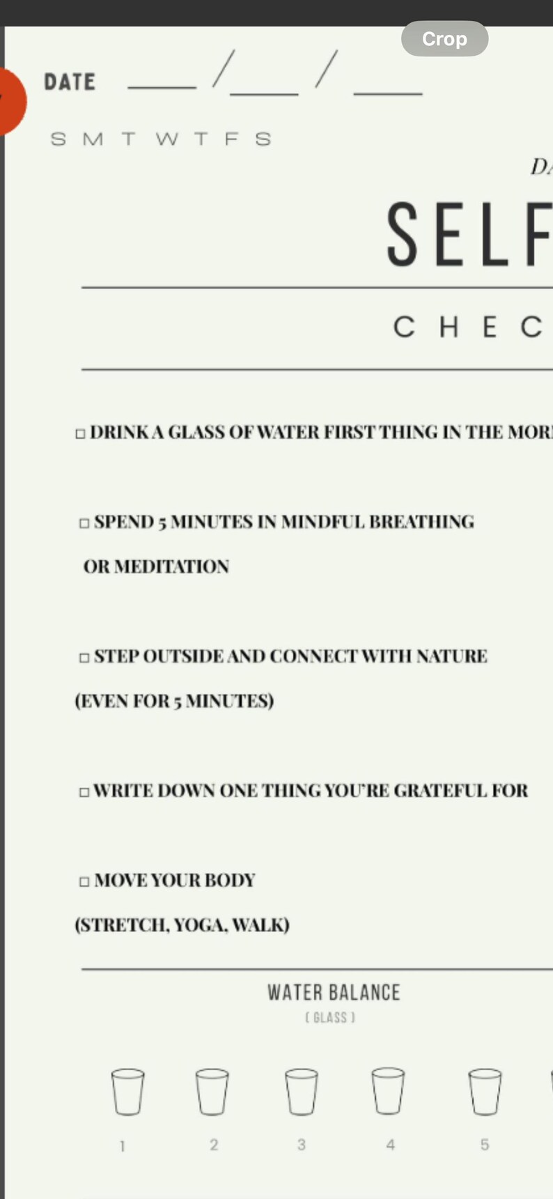 Self-care Checklist | Daily Wellness Printable - Etsy