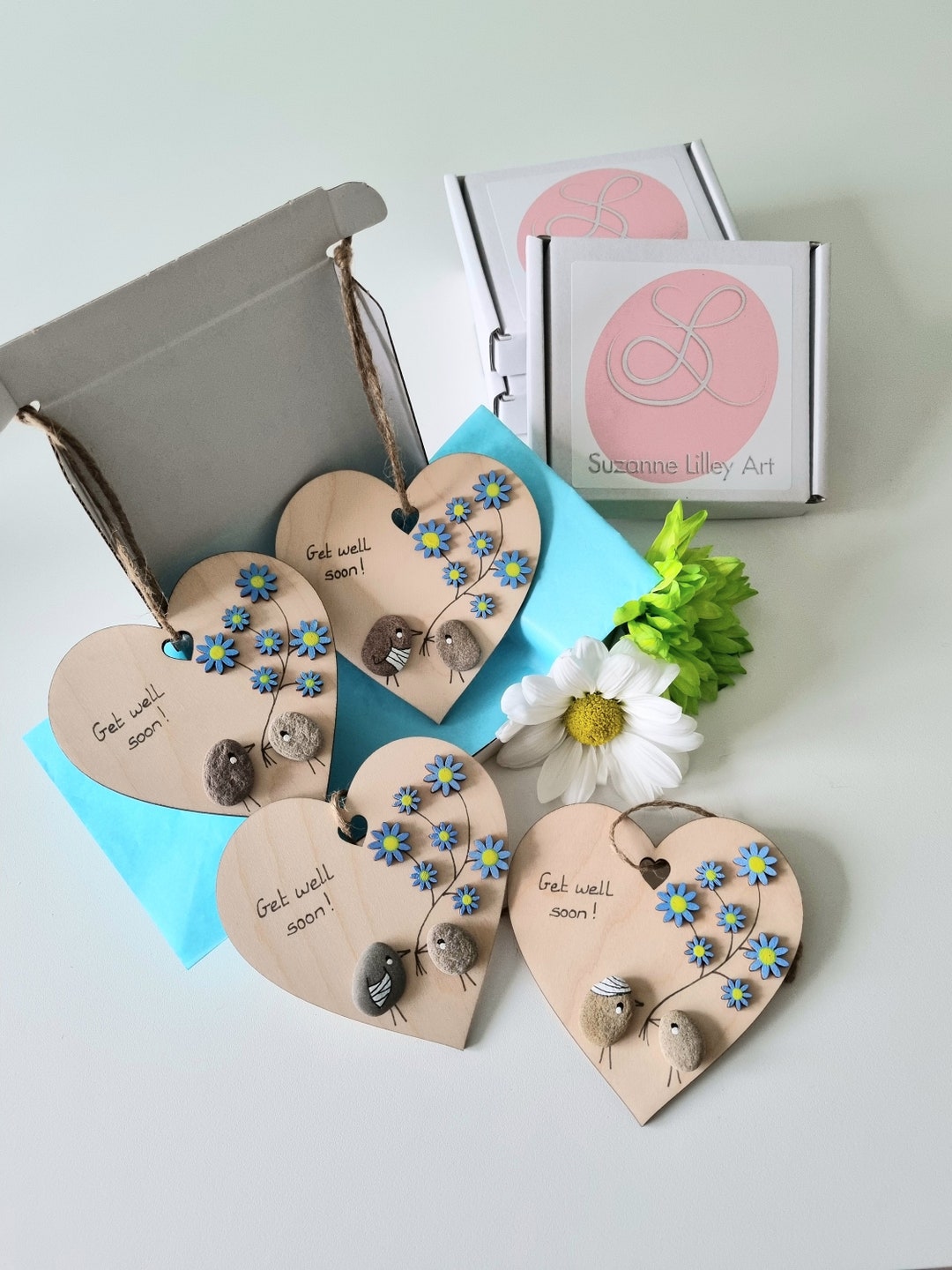 Get Well Soon - Wooden Heart Decorations - Etsy