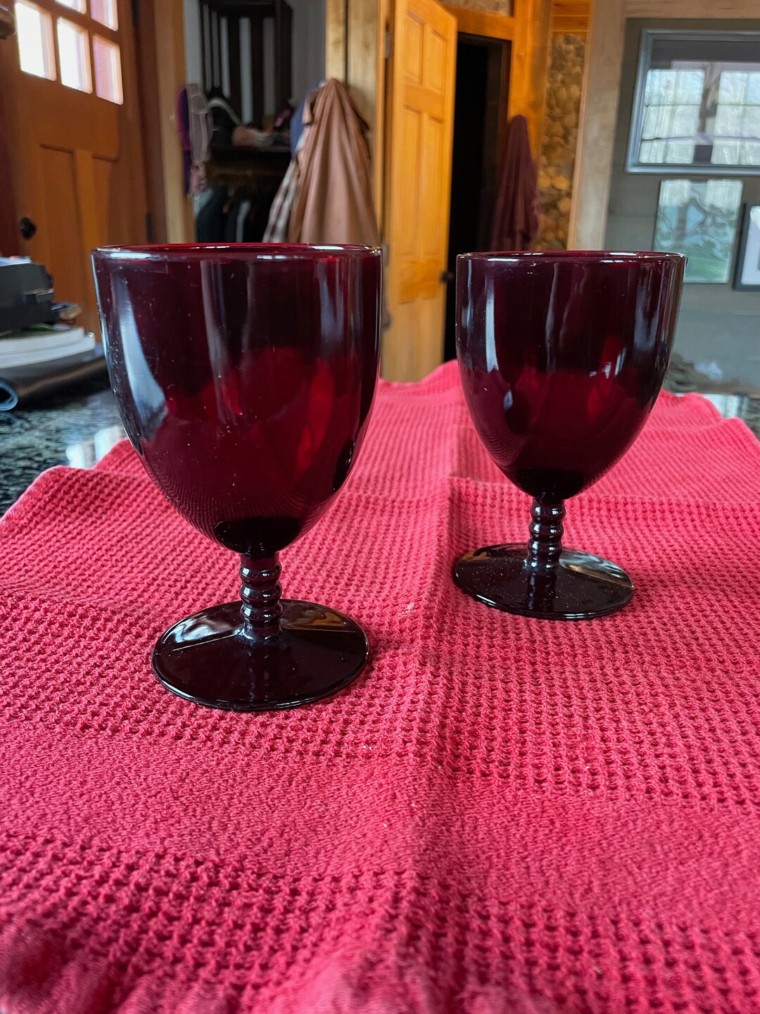Vintage Anchor Hocking Ruby Red Glass Footed Tumblers, Set of 2 - Etsy
