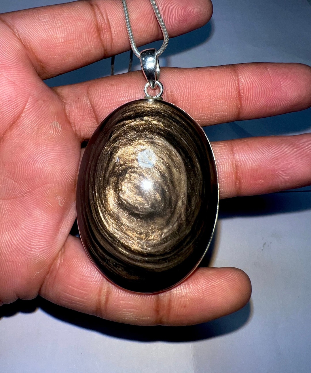 Gold Sheen Copper Obsidian Pendant Mahogany Obsidian Triple Layer Gold ...