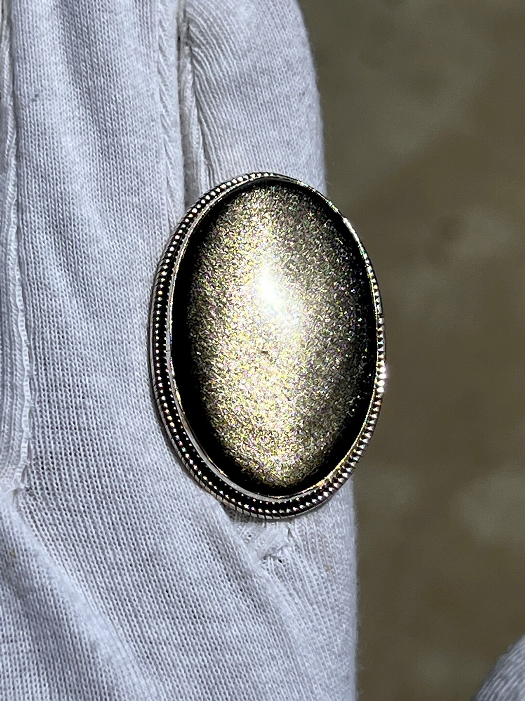 Obsidian Ring/925 Sterling Silver/natural SILVER SHEEN Obsidian ...