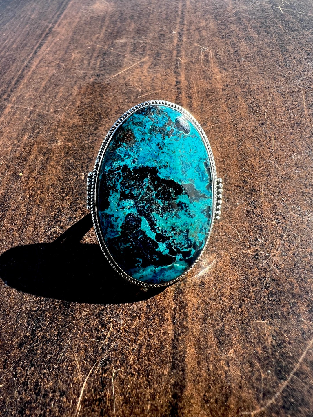 Natural Shattuckite Ring Silver Statemen Shattuckite Ring 925 Sterling ...
