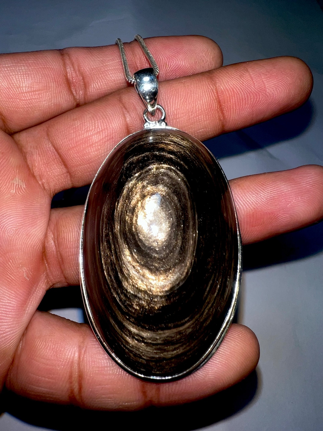 Gold Sheen Copper Obsidian Pendant Mahogany Obsidian Triple Layer Gold ...