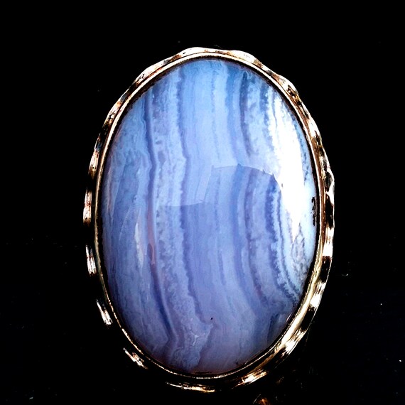 Natural Blue Lace Agate Gemstone Ring Blue Lace Agate Ring 925 - Etsy