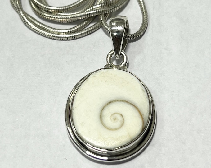 Shiva Eye Shell Necklace Natural Stone Pendant 925 Sterling Silver ...