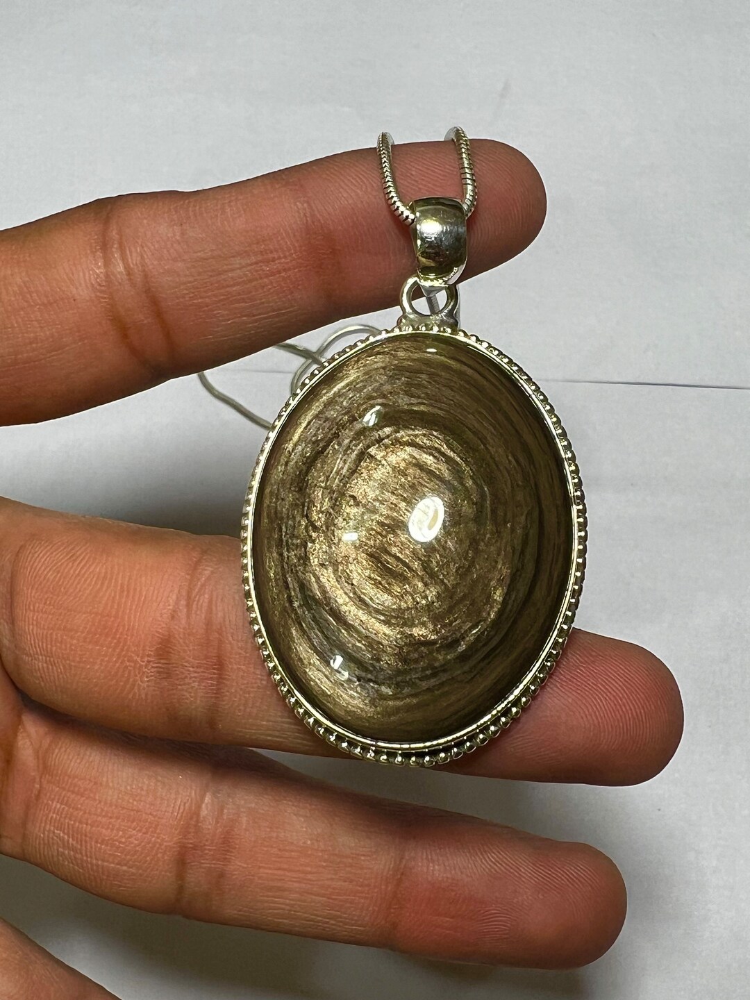 Gold Sheen Copper Obsidian Pendant Mahogany Obsidian Triple Layer Gold ...