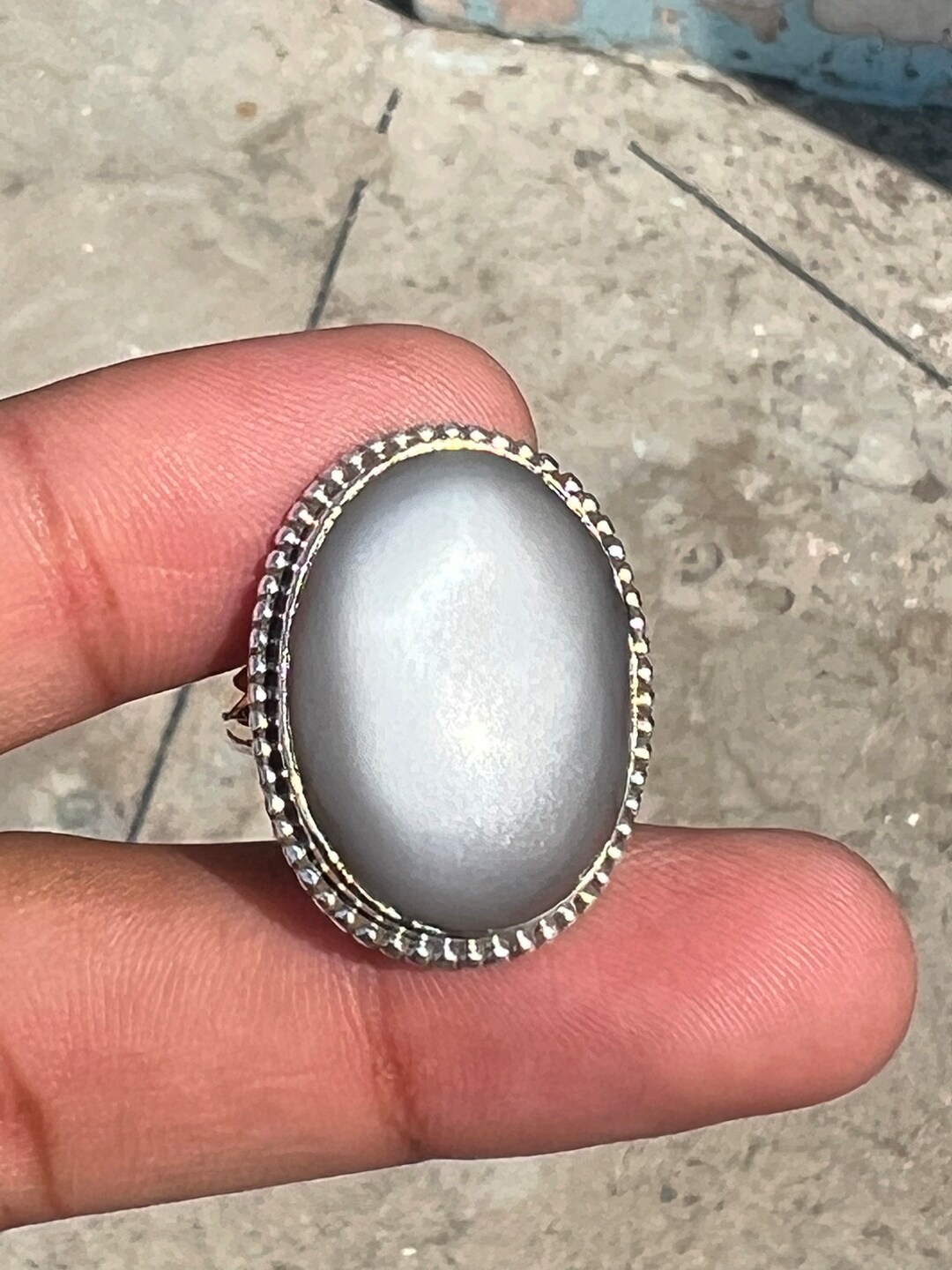 Grey Moonstone Ring 925 Solid Silver Ring Grey Stone Ring Gemstone Ring ...