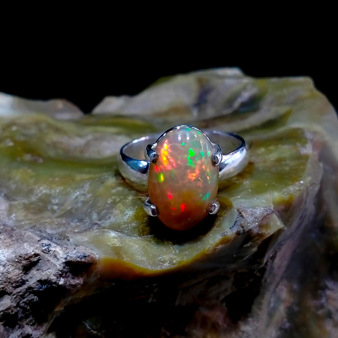 Opal Ring Opal Schmuck zierlicher Ring Sterling Silber Minimalistischer ...