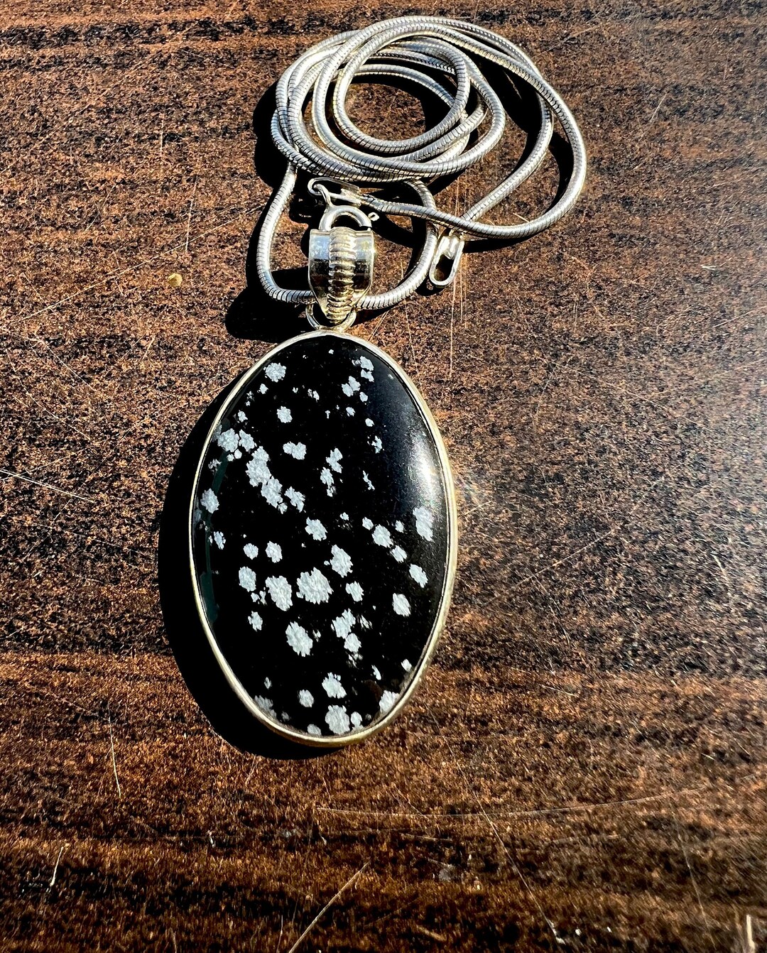 Snowflake Obsidian Necklace 925 Sterling Silver Snowflake Necklace ...