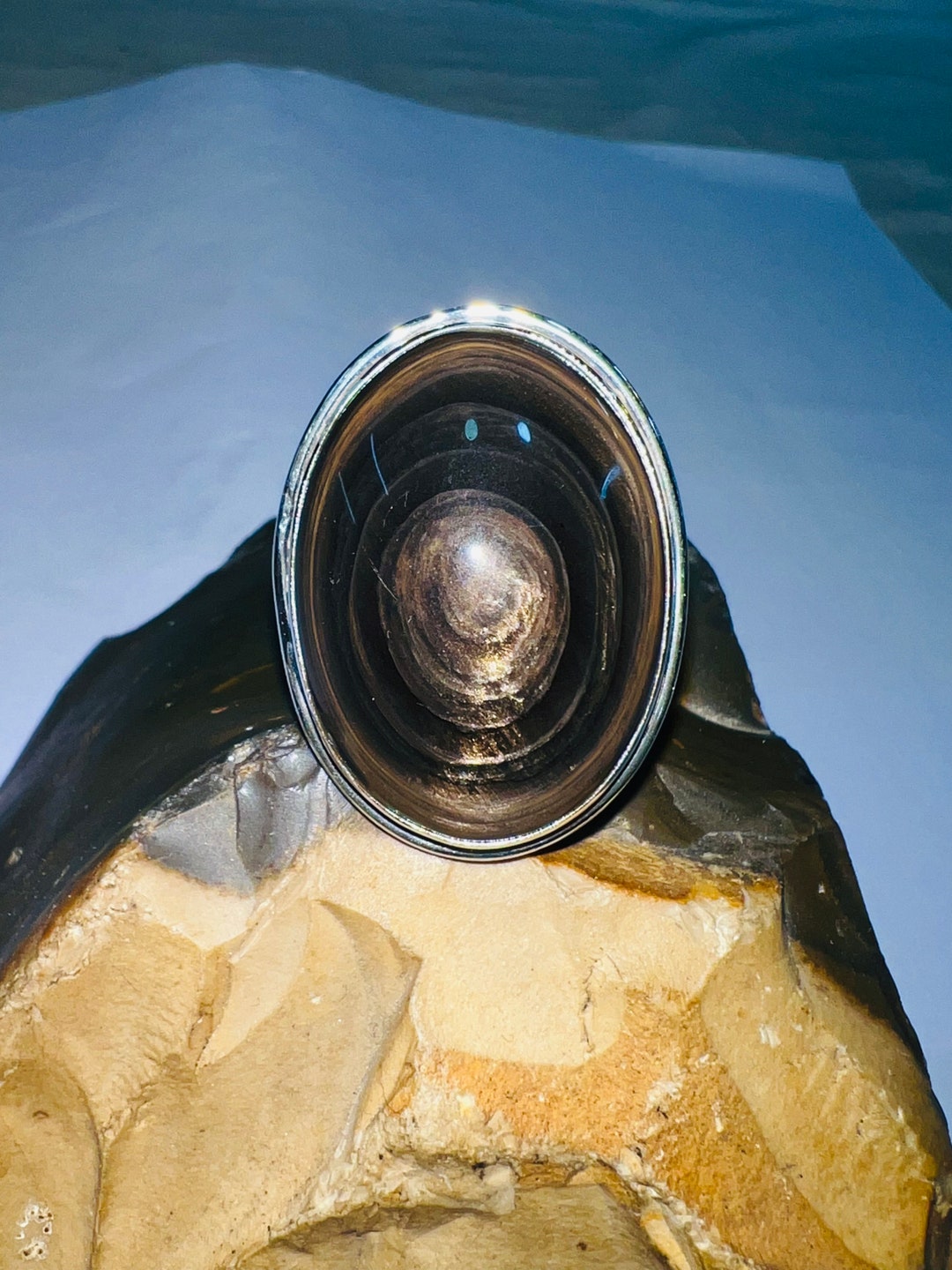 Obsidian Ring Gold Sheen Obsidian Ring Large Obsidian Ring 925 Silver ...